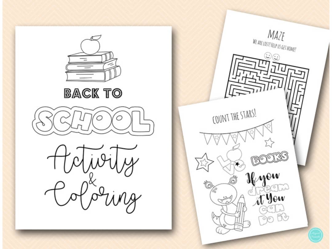 Back to School Coloring and Activities Book Pages, Instant Download ...
