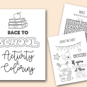 Back to School Coloring and Activities Book Pages, Instant Download ...