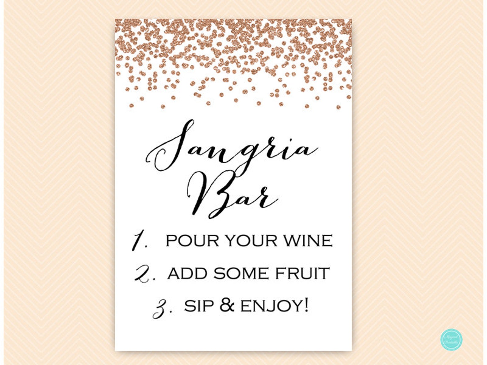 Rose Gold Sangria Sign Wine Bar Sign Bubbly Bar Sign Mimosa - Etsy