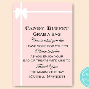 Pink Ribbon Candy Buffet Sign, Candy Bar Sign, Grab a Bag of Treat Sign ...