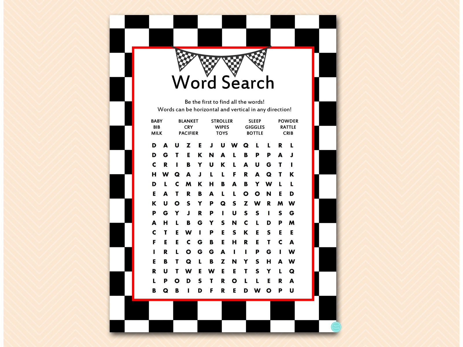 Race Car Word Search