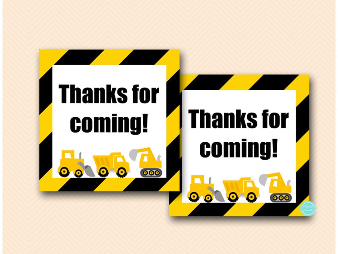Construction Party Tags Construction Thank You Tags Thank - Etsy