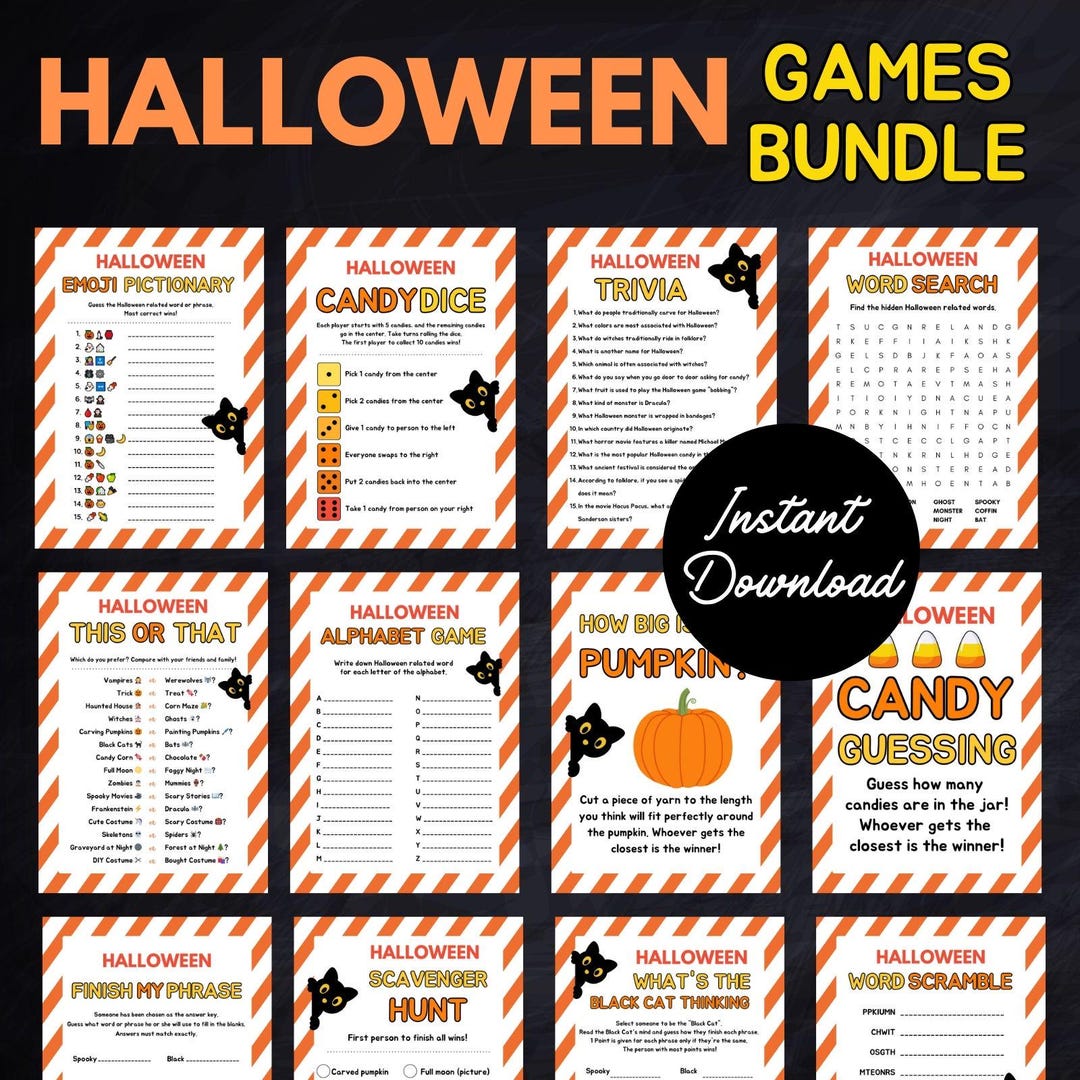 Halloween Games Bundle Printable, Halloween Activities, Halloween Party ...