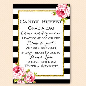 Black and Gold Candy Buffet Sign, Candy Bar Sign, Grab a Treat Sign ...
