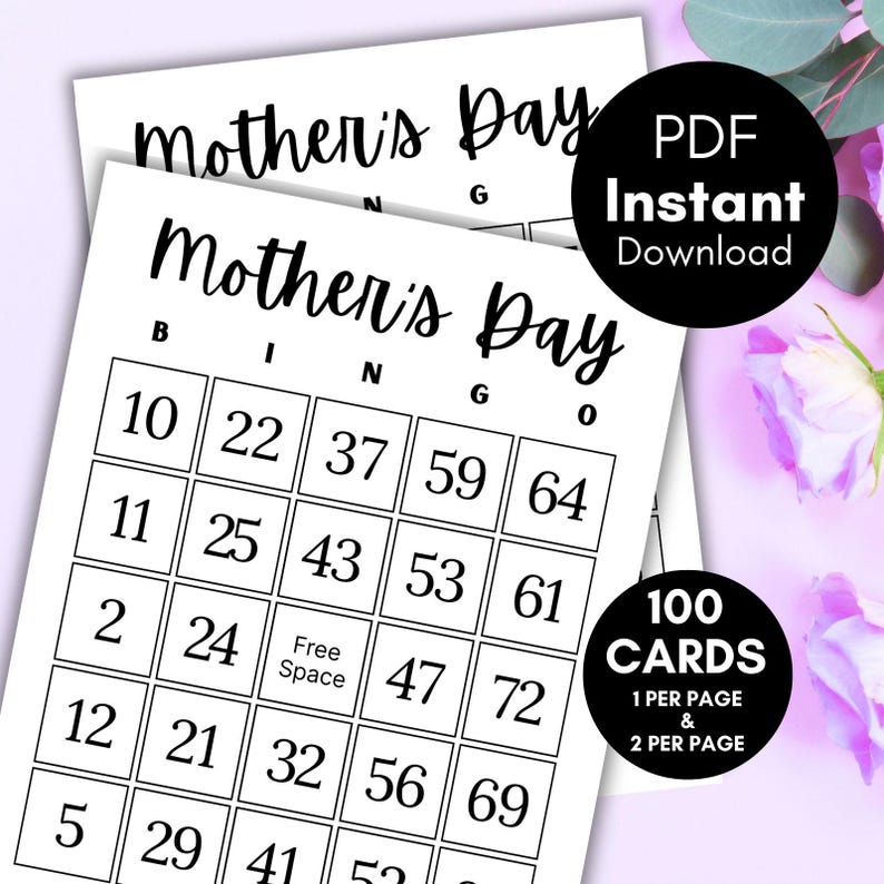 Mother's Day Bingo Cards, Traditional Bingo, Mother's Day Bingo, Happy ...