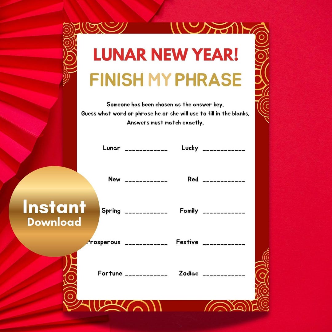 Lunar New Year Game, Finish the Phrase, Kids Game, Spring Festival Quiz ...
