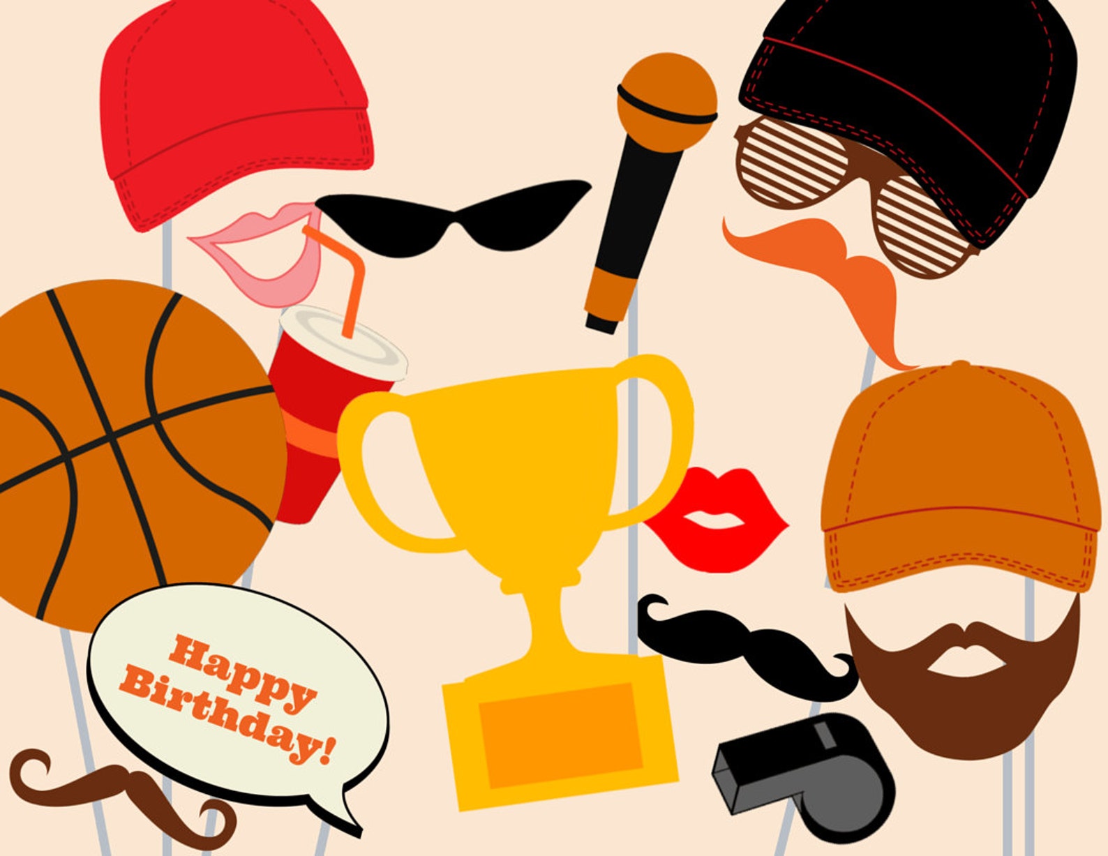 Print Yourself Basketball Photo Booth Party Props | Etsy