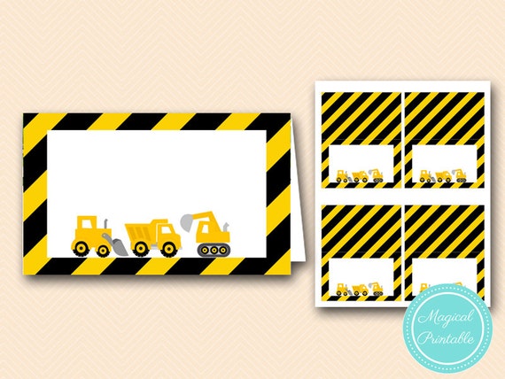 Construction Tent Labels Printable, Food Tent Labels, Place cards, Food ...