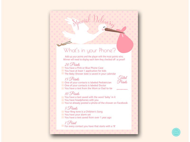 Pink Stork Baby Shower Game Pack, Stork Baby Shower Game Printables ...