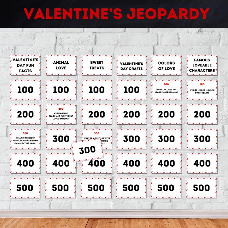 Kid's Friendly Jeopardy Valentine's Day Game, Fun Valentine's Game for ...