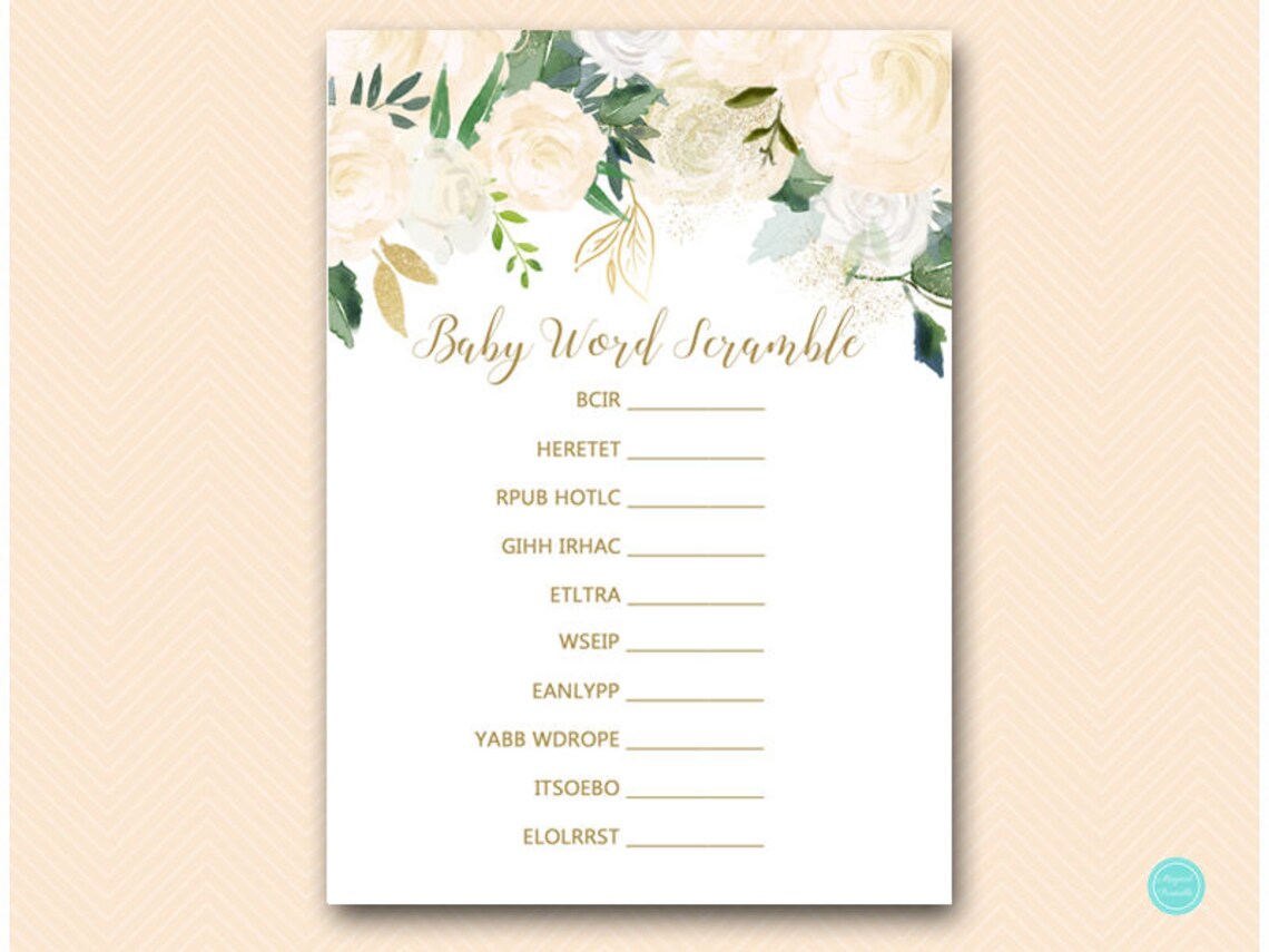 Blush and Gold Baby Word Scramble Baby Scramble Baby Shower - Etsy