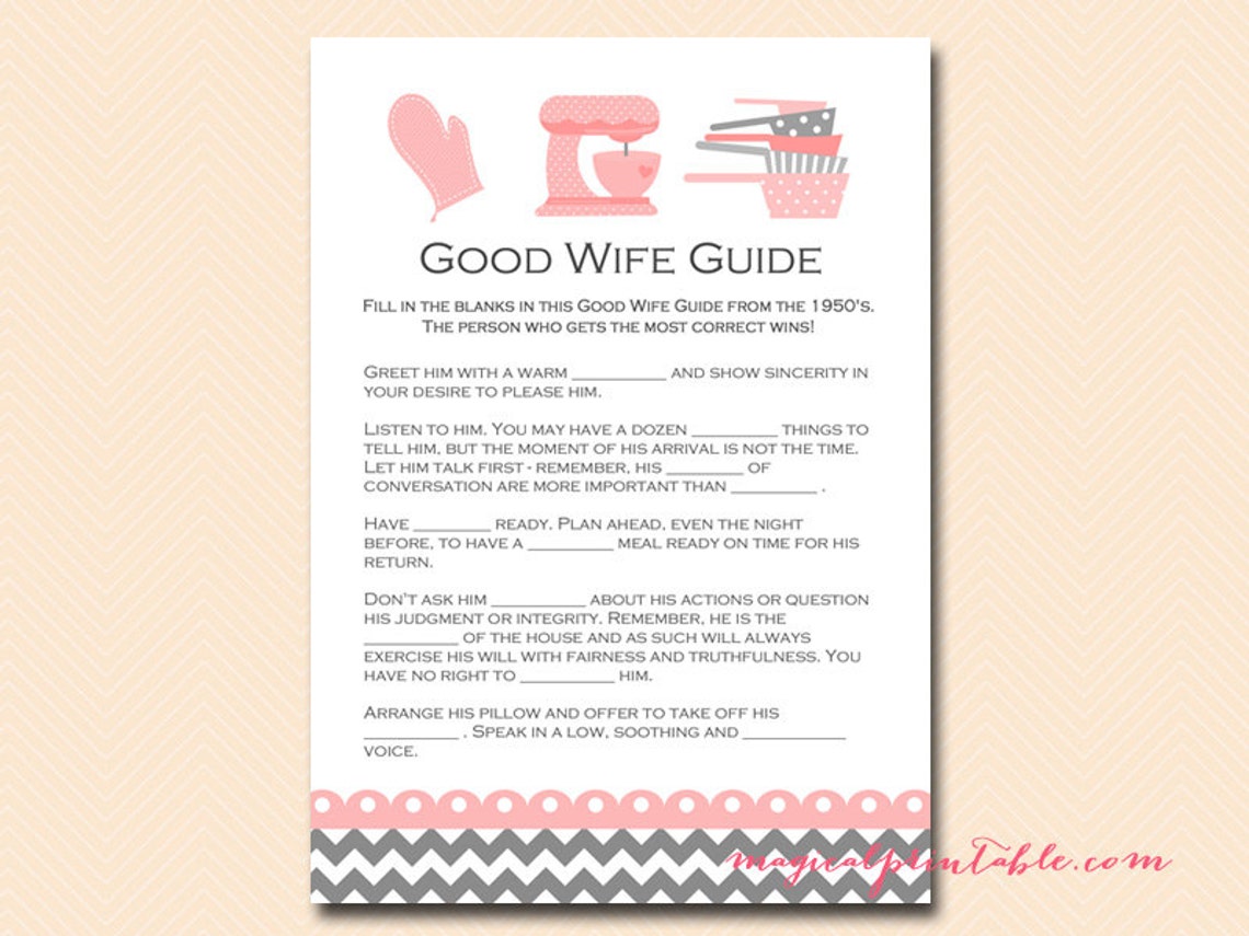 Pink How to Be a Good Wife Good Wife Guide Kitchen Theme | Etsy