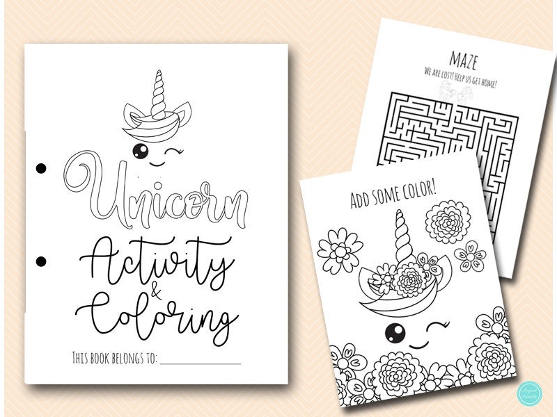 Unicorn Coloring and Activities book Pages Instant Download | Etsy