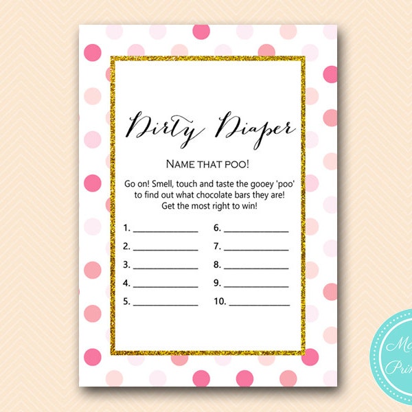 Baby Girl Shower Games Dirty Diaper - Etsy
