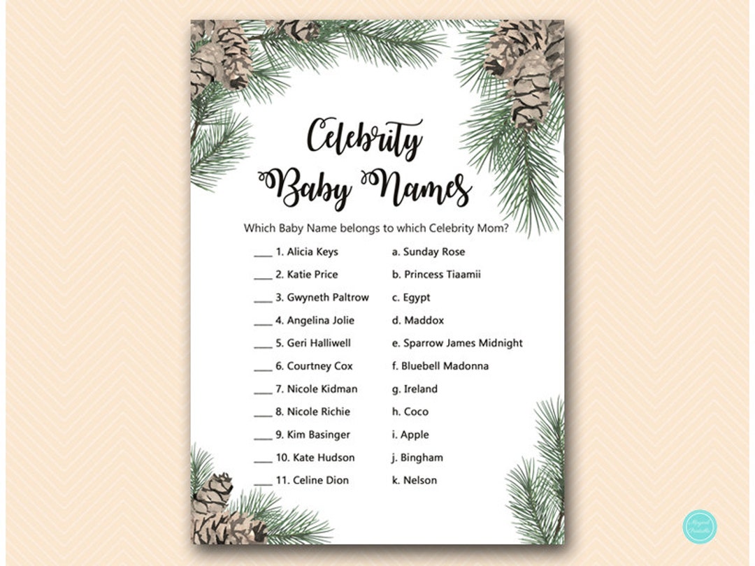 Winter Baby Shower Games Celebrity Baby Name Game Celebrity - Etsy