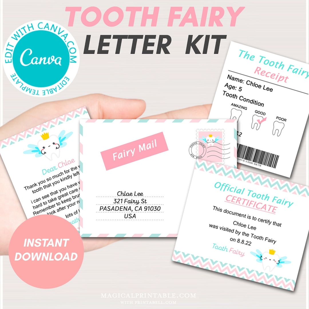 Editable Tooth Fairy Letter, Tooth Fairy Note, Tooth Fairy Receipt ...