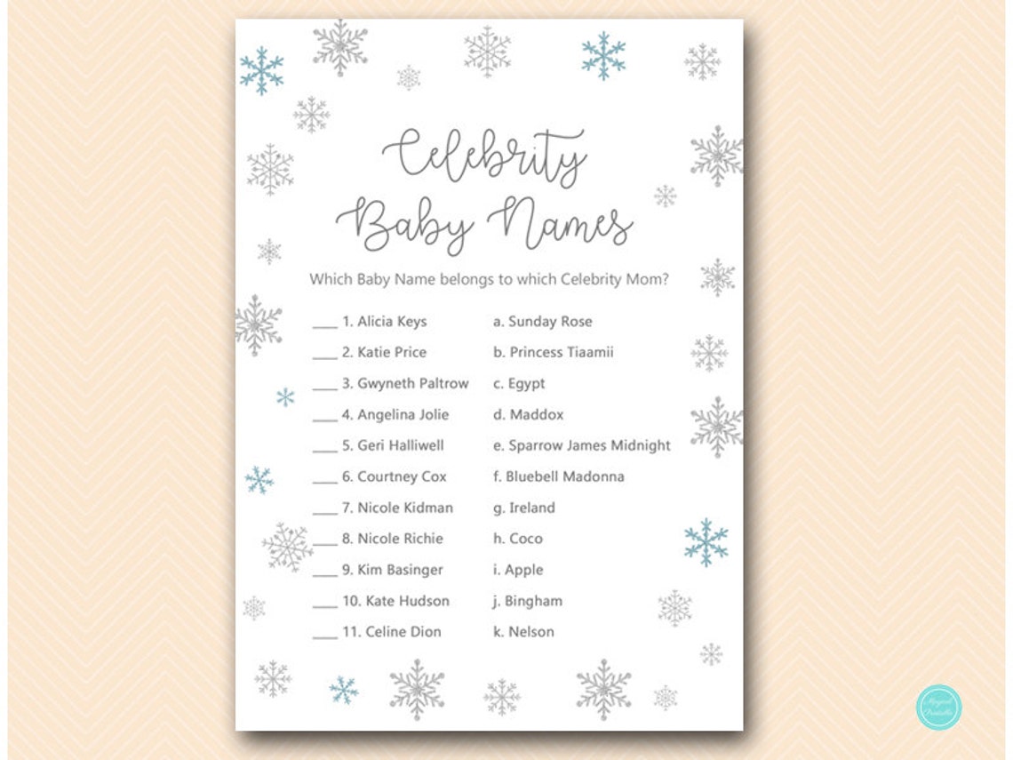 Winter Baby Shower Games, Celebrity Baby Name Game, Celebrity Baby Name ...
