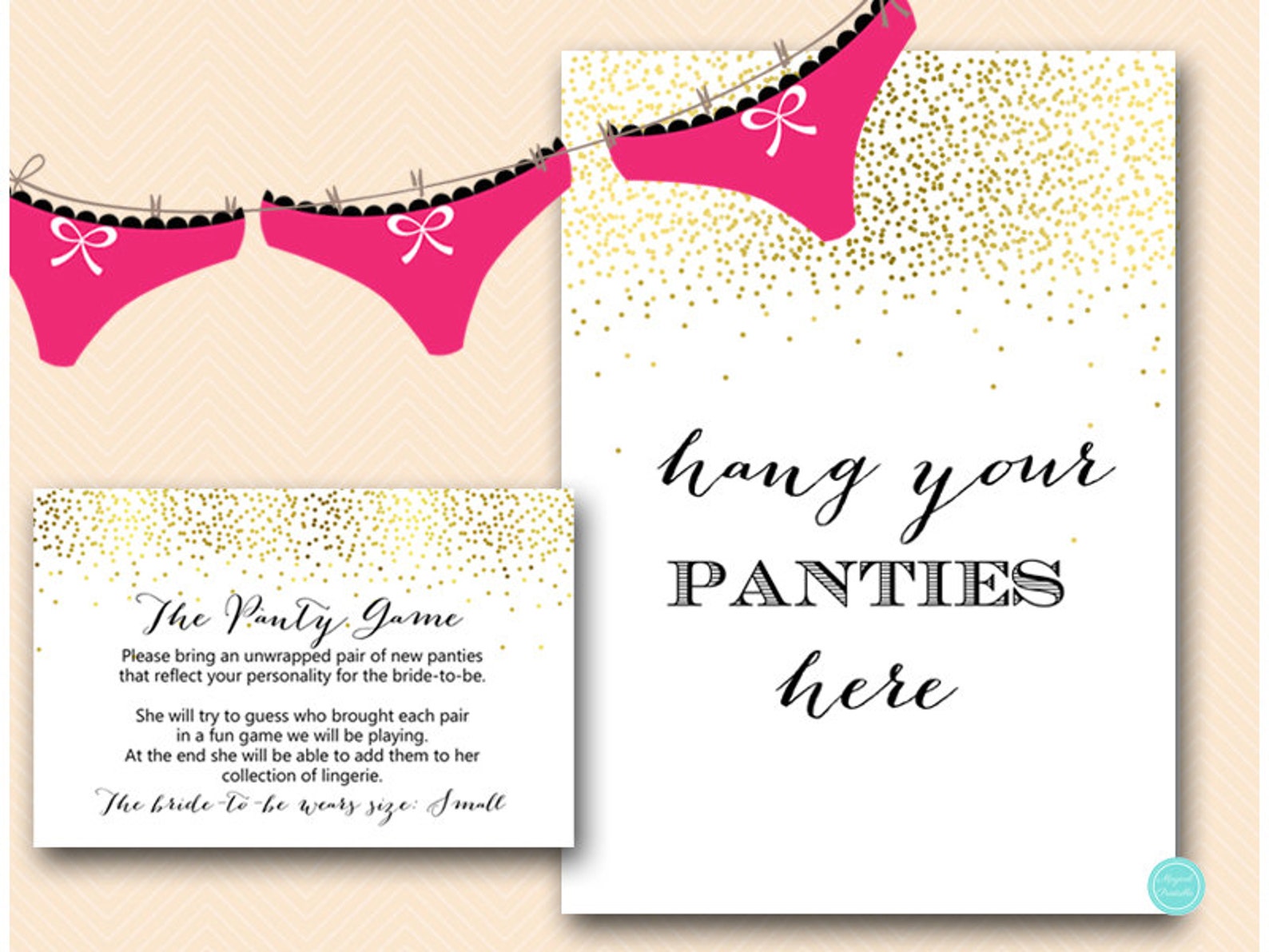 The Panty Game, Panty Game, Guess the Panties Card and Sign, Bridal ...