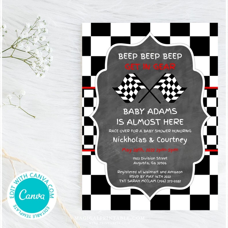 Editable Racing Baby Shower Invitation Racing Car Invitation - Etsy