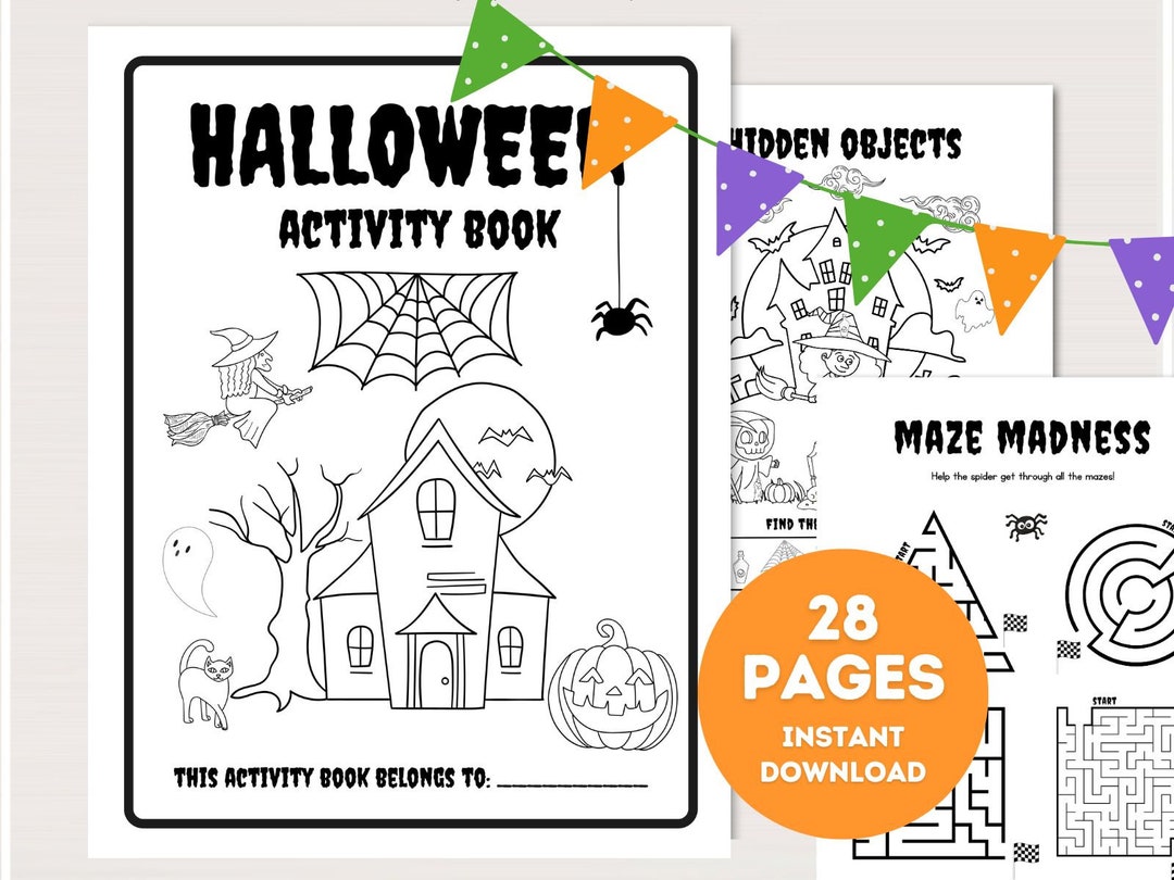 Halloween Coloring and Activities Book Pages, Kids Halloween Activity ...