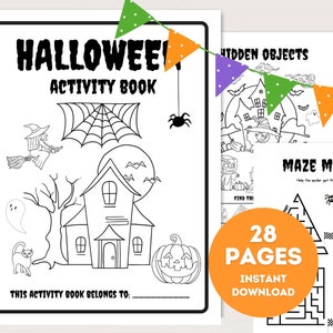 Halloween Coloring and Activities Book Pages, Kids Halloween Activity ...