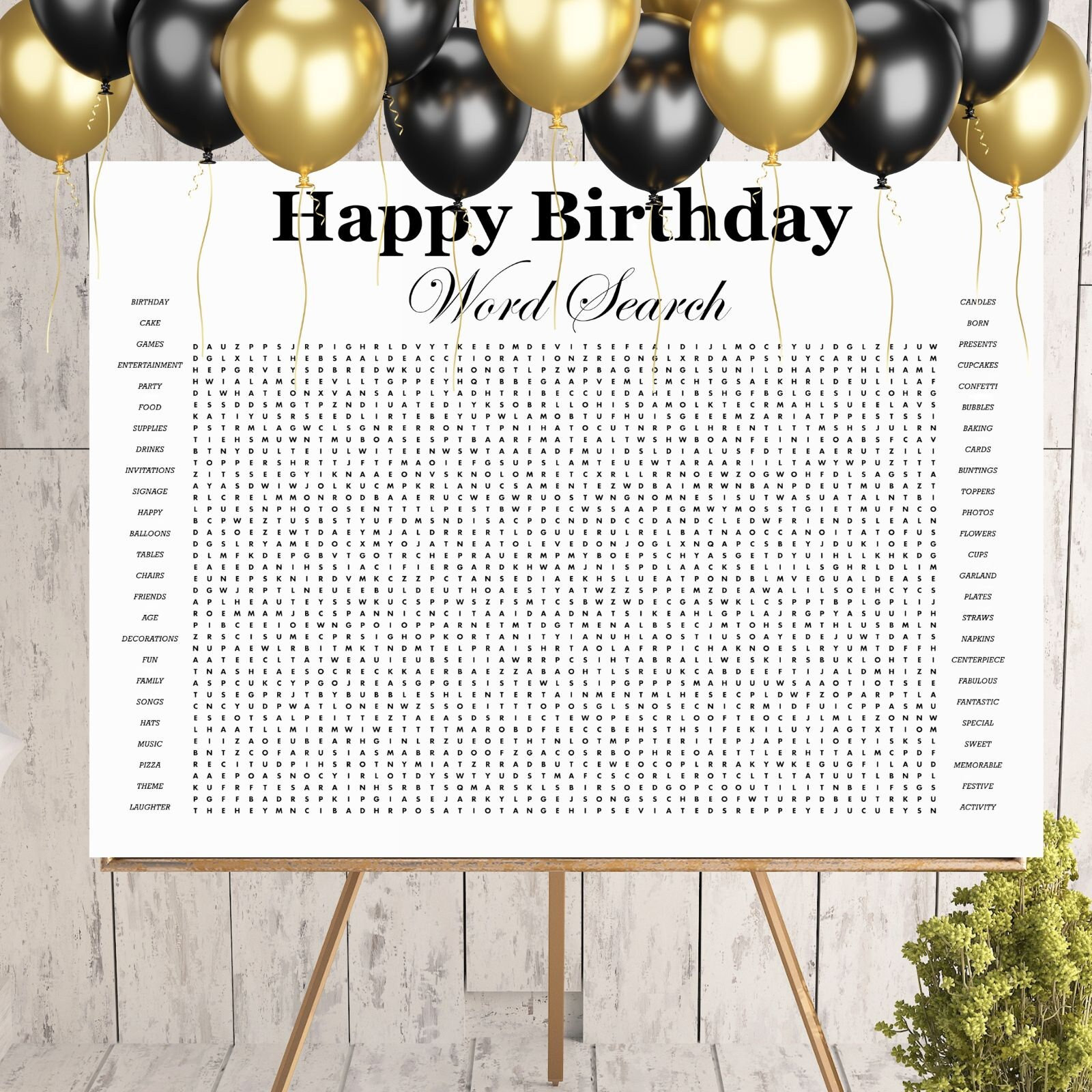 Giant Birthday Word Search, Printable Birthday Word Search, Instant ...