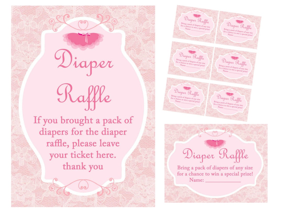 Diaper Raffle Ticket, Diaper Raffle Pink, Diaper Raffle Insert, Diaper ...