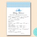 Blue Whale Baby Shower Games Printable, Boy Nautical Baby Shower Game ...