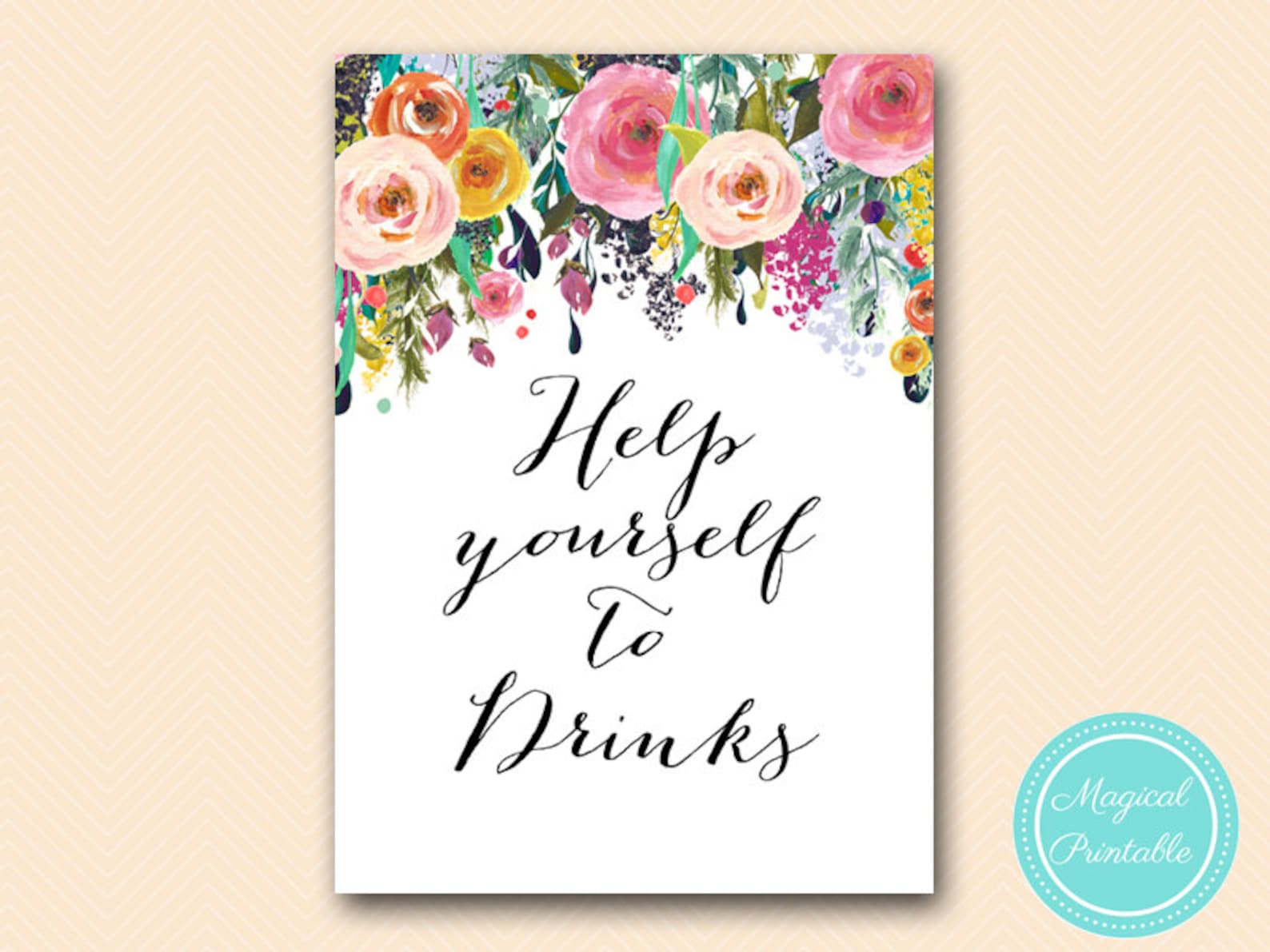 Help Yourself to Drinks Drink Sign Food Table Sign Bridal - Etsy