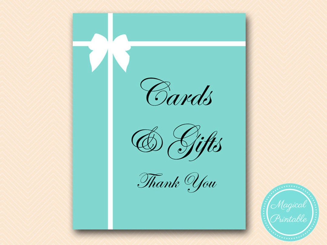 Cards and Gifts Sign, Thank You Sign, Instant Download, Aqua Bridal ...