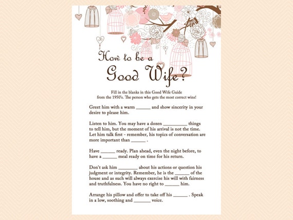 How To Be A Good Wife Game Good Wife Guide 1950s Game Bridal Shower