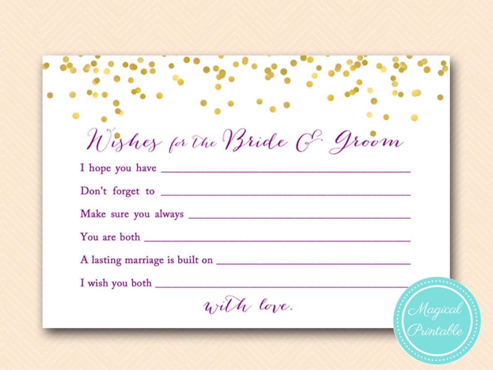 Wishes for the Bride and Groom Card Sign Wishes Cards - Etsy