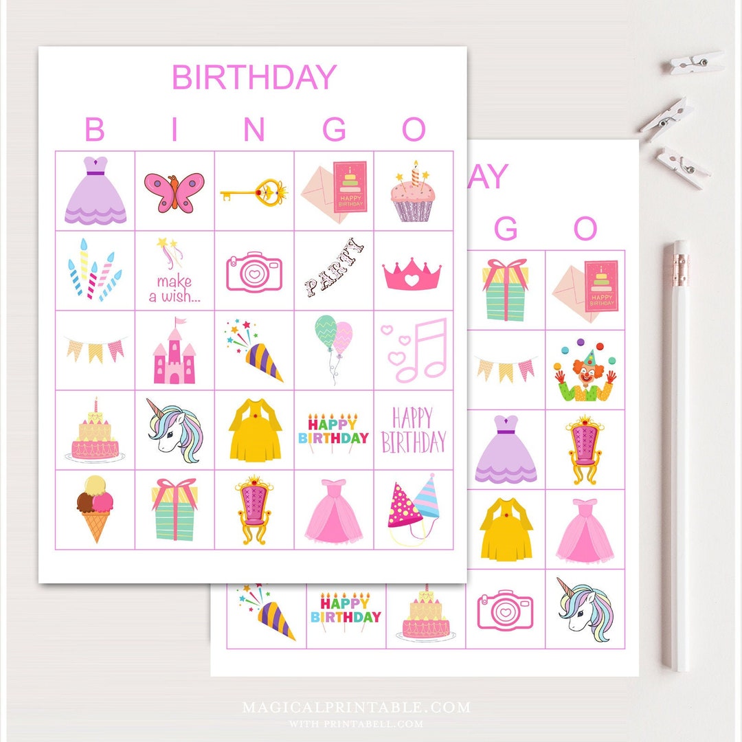 100x Birthday Girl Bingo Cards, Printable Birthday Bingo, Birthday Girl ...