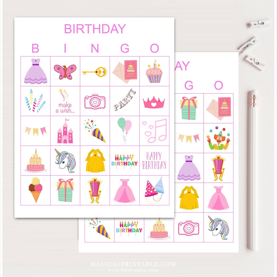 100x Birthday Girl Bingo Cards Printable Birthday Bingo - Etsy