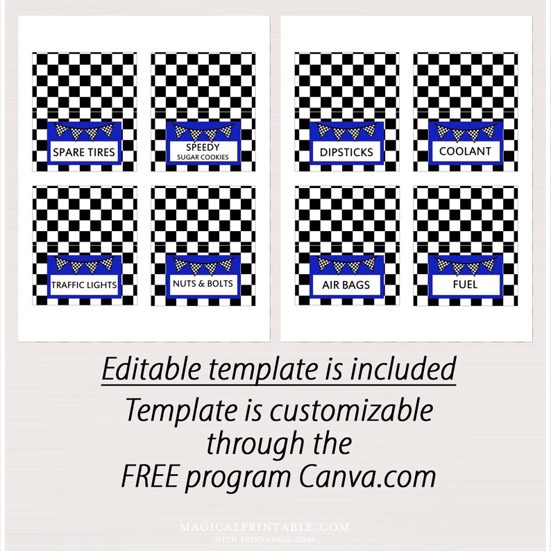 Printable Racing Food Labels Tent Style Place Cards Racing - Etsy