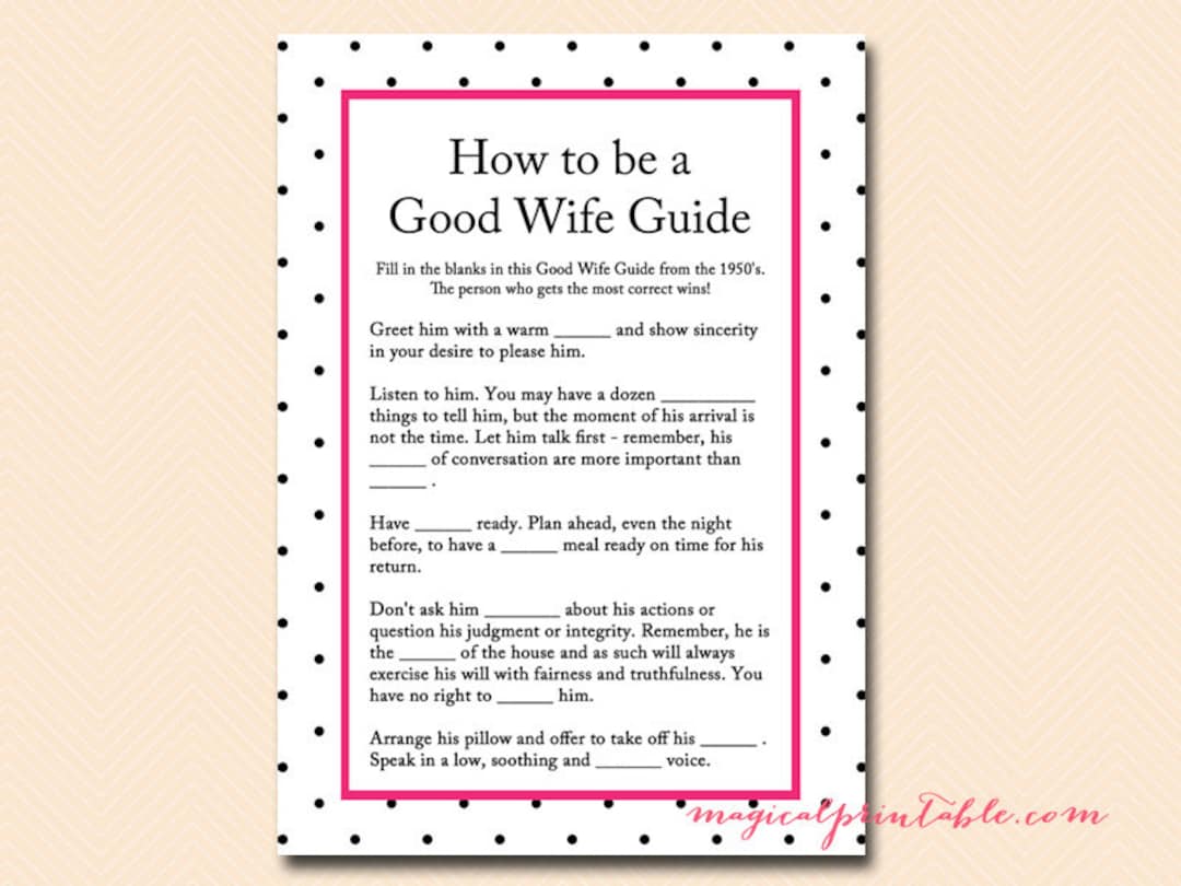 Good Wife Guide, How to Be a Good Wife, 1950's Good Wife, Hot Pink ...