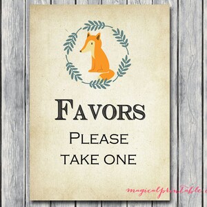 5 Printable Signs, Cards and Gift Sign, Favors Please Take One Sign ...