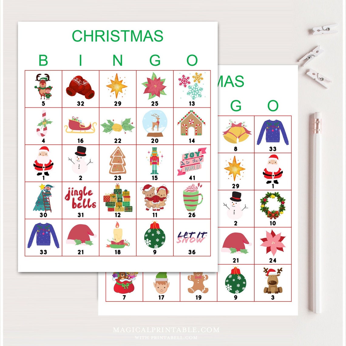 100x Christmas Bingo Cards Printable Christmas Bingo | Etsy