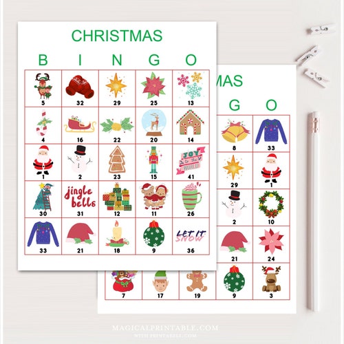 Christmas Bingo Game Party Cards Printable Family Friends 8 - Etsy