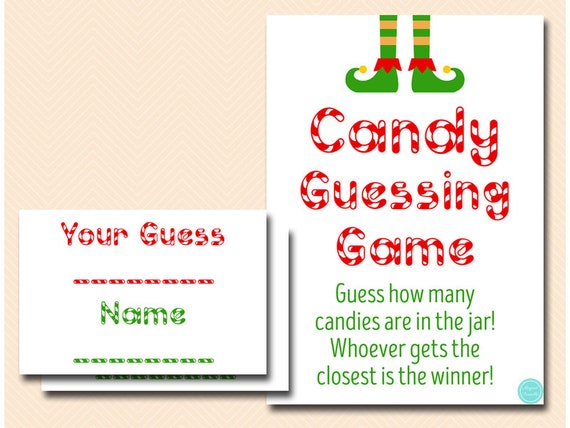 Christmas Candy Guessing Game Printable Guess How Many Etsy Denmark