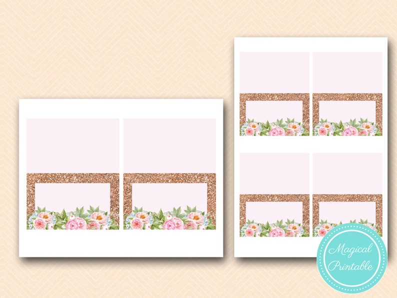 Printable Labels Cards Tent Style Labels Pink Rose Gold - Etsy