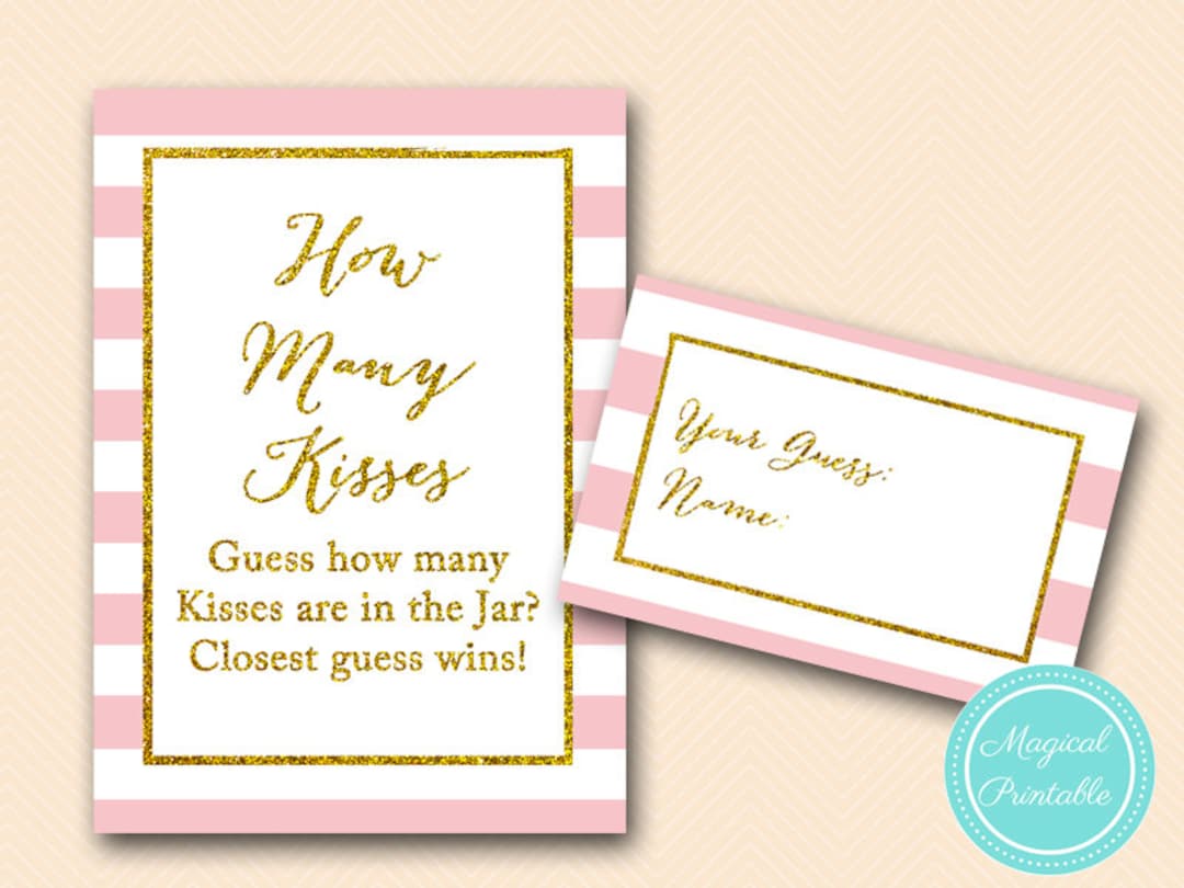 How Many Kisses Guessing Game, How Many Chocolates in the Jar, Pink ...