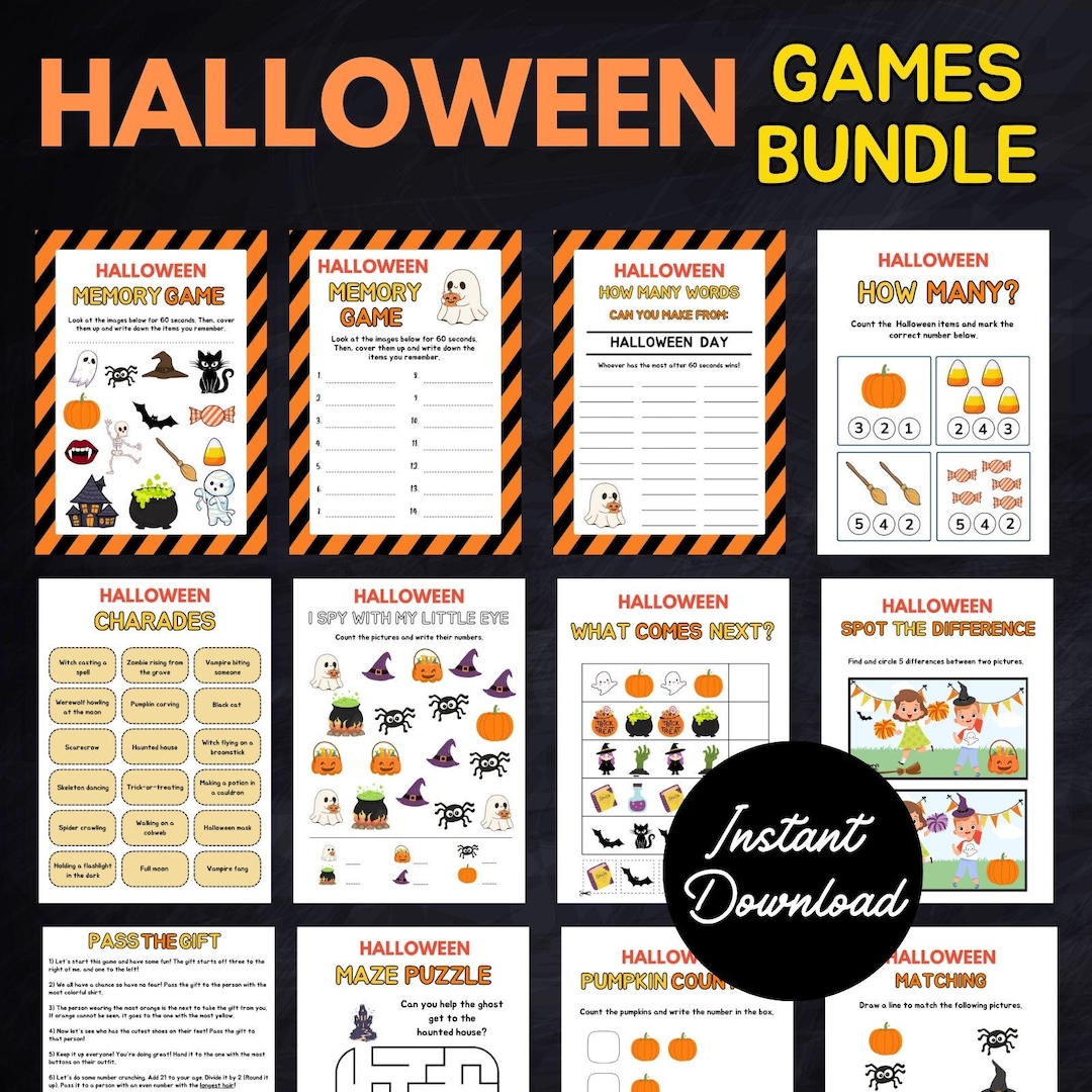 Halloween Games Bundle Printable, Halloween Activities, Halloween Party ...