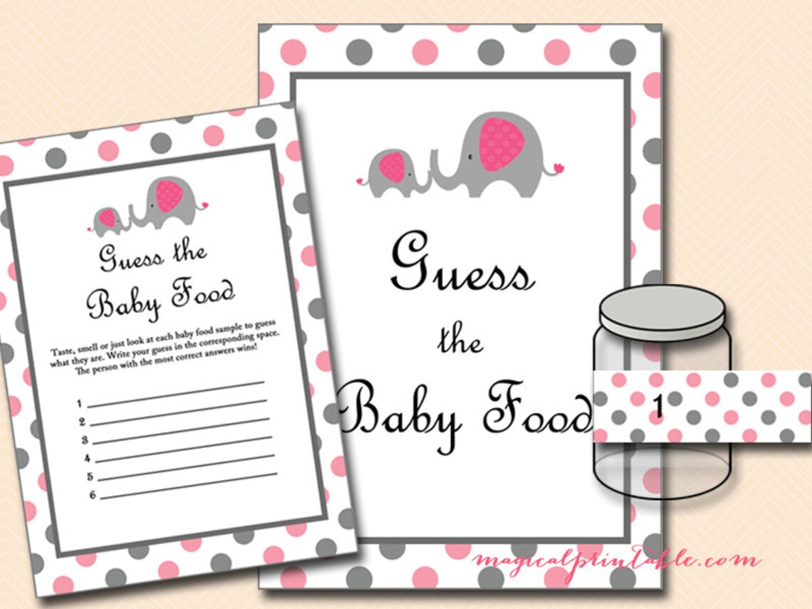 Pink Elephant Baby Shower Game Pack Instant Download - Etsy