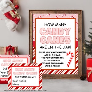 Christmas Candy Guessing Game Printable, How Many Candy Canes, Guess ...