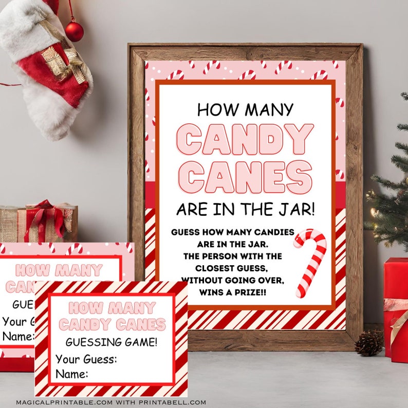 Christmas Candy Guessing Game Printable, How Many Candy Canes, Guess ...
