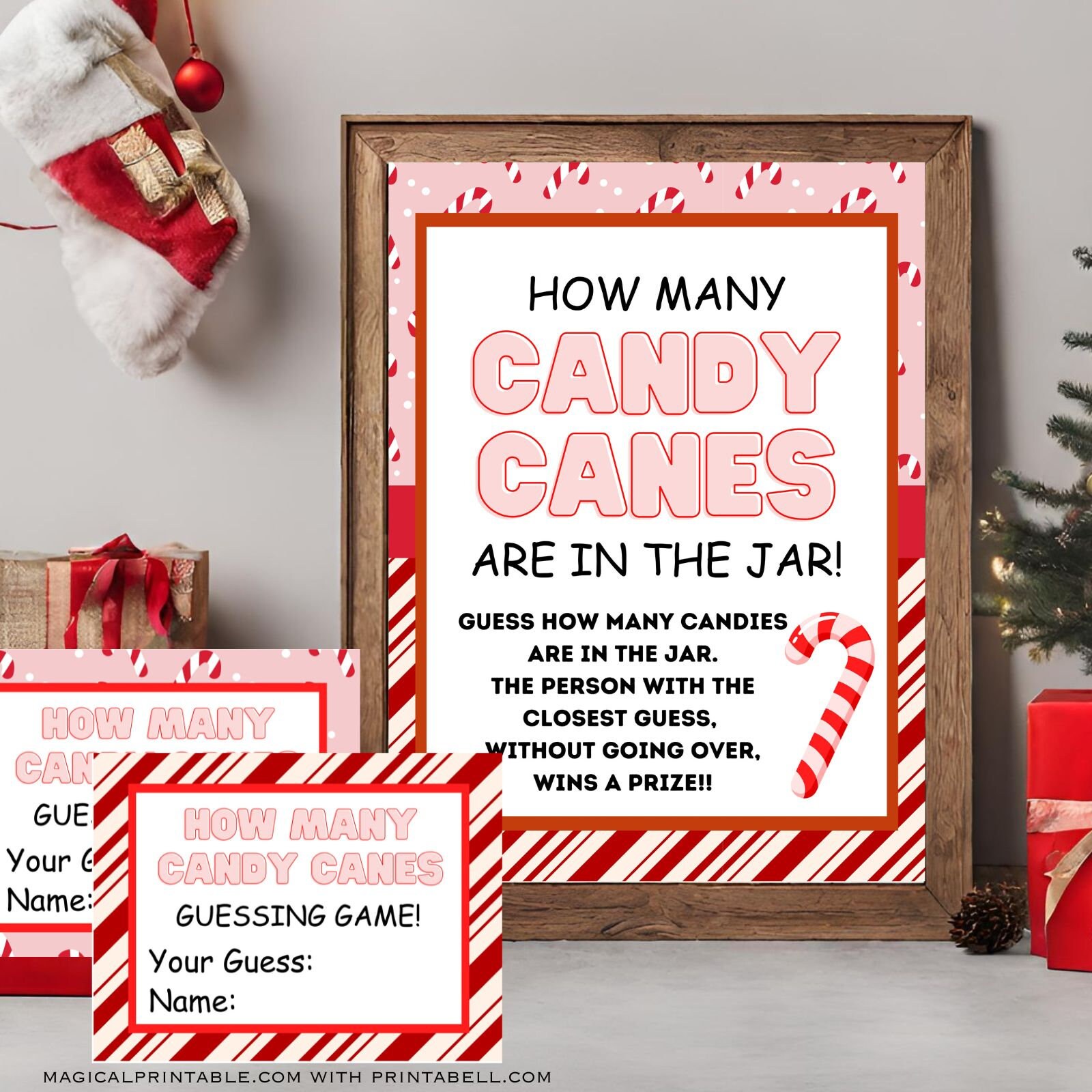 Christmas Candy Guessing Game Printable, How Many Candy Canes, Guess ...