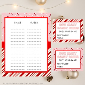 Christmas Candy Guessing Game Printable, How Many Candy Canes, Guess ...