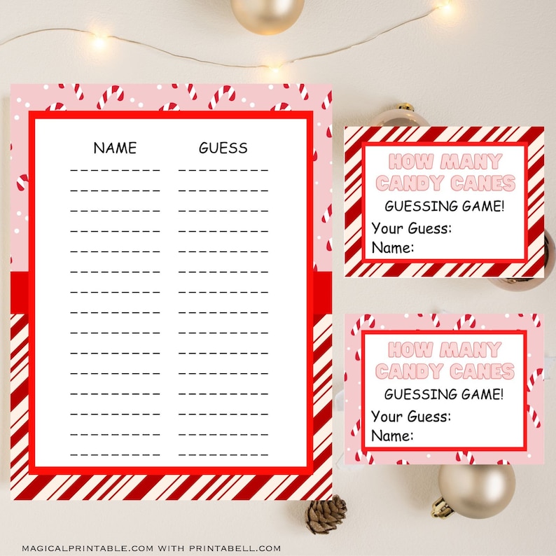 Christmas Candy Guessing Game Printable, How Many Candy Canes, Guess ...