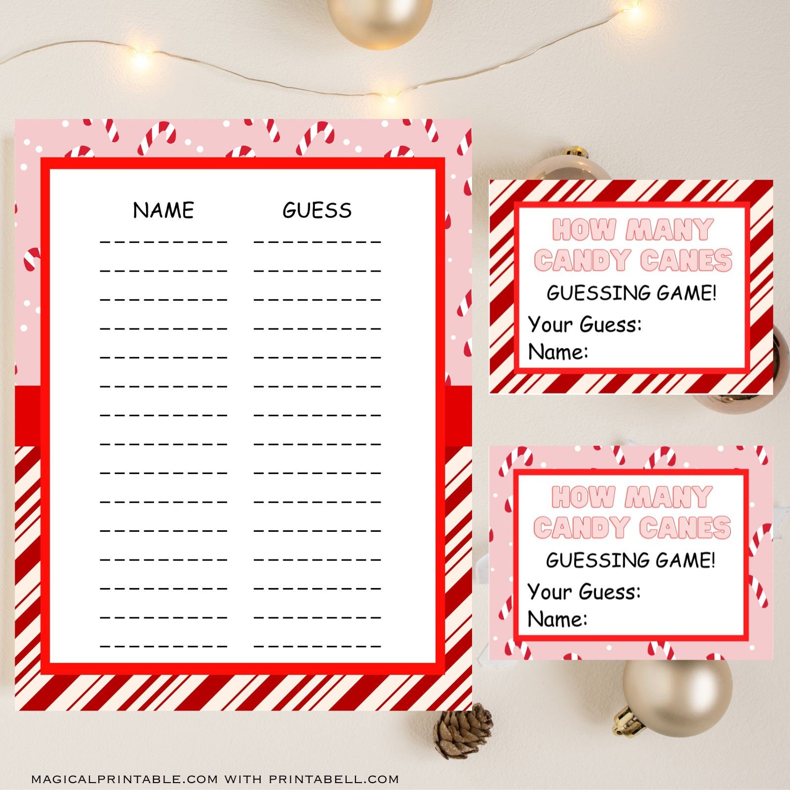 Christmas Candy Guessing Game Printable, How Many Candy Canes, Guess ...